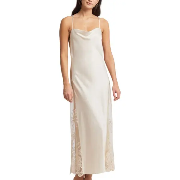 Rya Collection Darling Satin & Lace Nightgown - Champagne