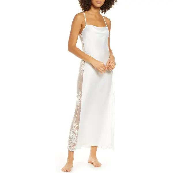 Rya Collection Darling Satin & Lace Nightgown - Ivory