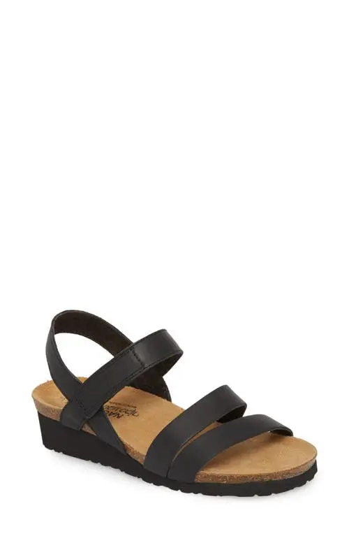 Naot Kayla Wedge Sandal - Black Matte Leather