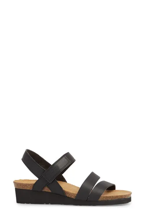 Naot Kayla Wedge Sandal - Black Matte Leather
