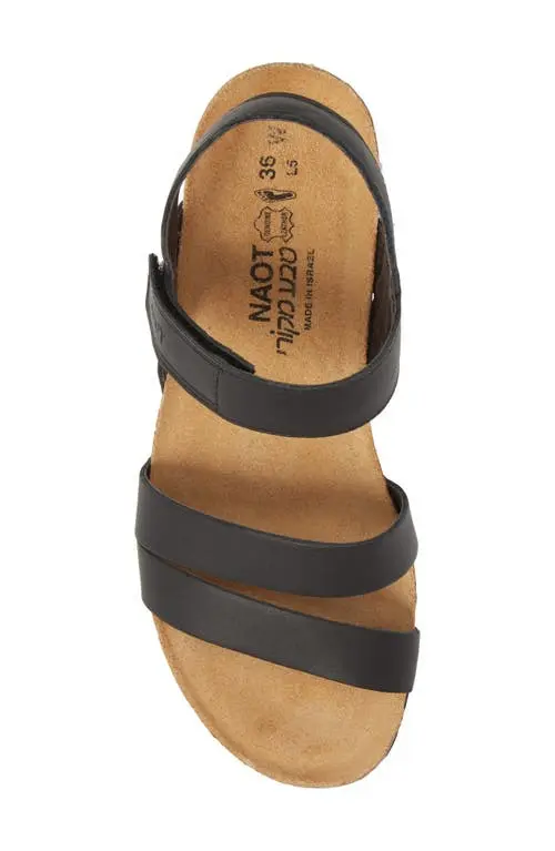 Naot Kayla Wedge Sandal - Black Matte Leather