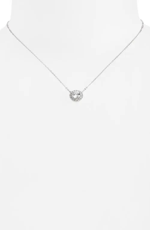 Nordstrom Cubic Zirconia Pendant Necklace - Clear- Silver
