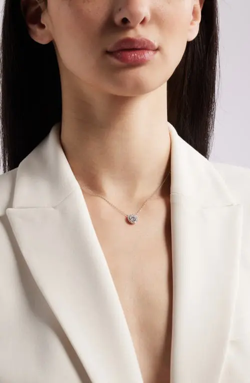 Nordstrom Cubic Zirconia Pendant Necklace - Clear- Silver