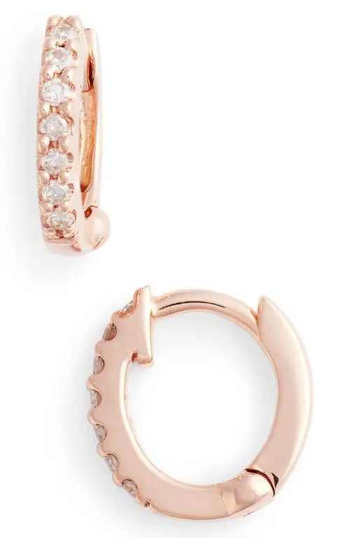 DANA REBECCA DESIGNS Mini Diamond Huggie Earrings - Rose Gold