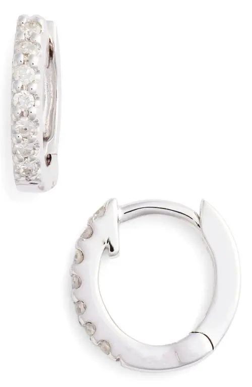 DANA REBECCA DESIGNS Mini Diamond Huggie Earrings - White Gold