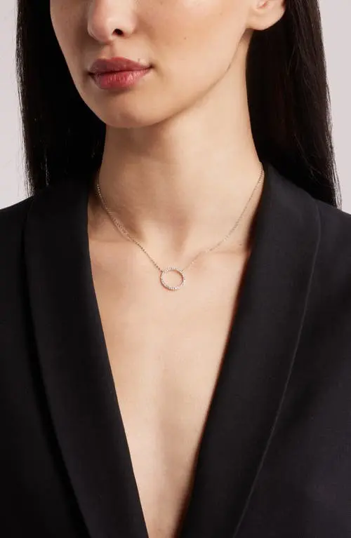 Nordstrom Pavé Open Circle Pendant Necklace - Clear- Silver