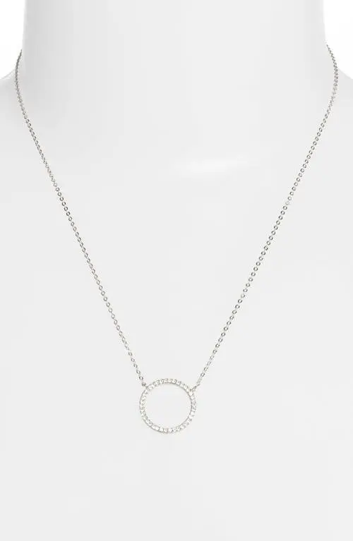 Nordstrom Pavé Open Circle Pendant Necklace - Clear- Silver
