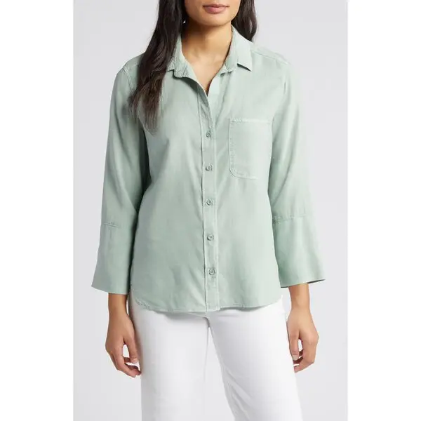 Bella Dahl Shirttail Button-up Shirt - Oasis Green