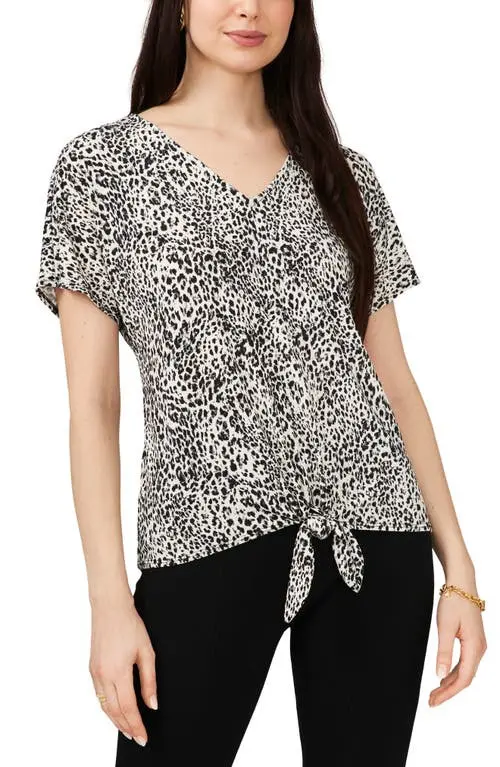 Chaus V-neck Tie Front Top - Ivory