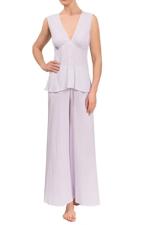 EVERYDAY RITUAL Deep V Wide Leg Pajamas - Lavender