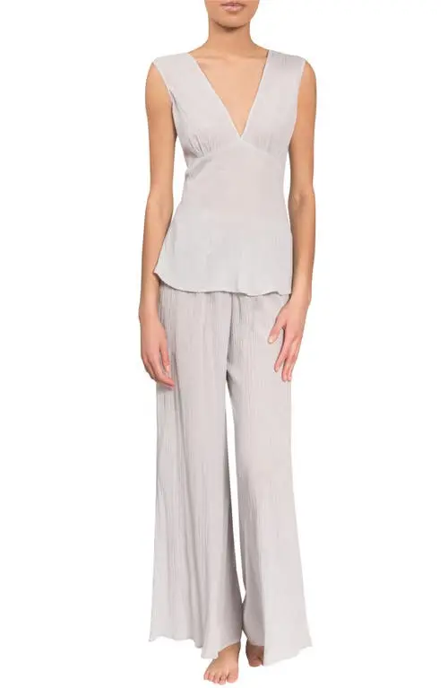 EVERYDAY RITUAL Deep V Wide Leg Pajamas - Mist