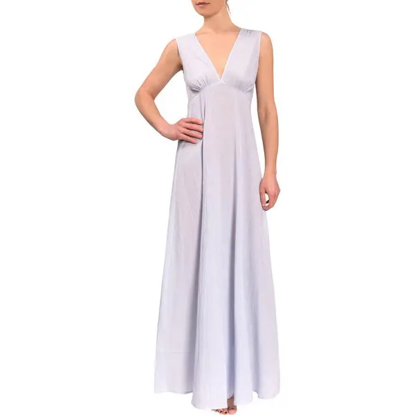 EVERYDAY RITUAL Amelia Long Nightgown - Blue Whisper