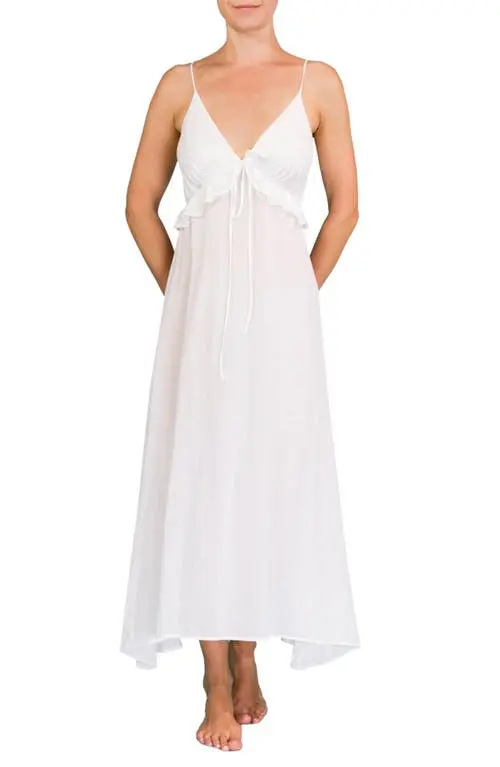 EVERYDAY RITUAL Ruffle Empire Waist Nightgown - White
