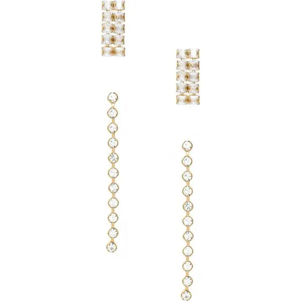 Ettika Set Of Crystal Drop Earrings - Gold