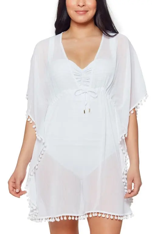 BLEU BY ROD BEATTIE Gypset Pompom Sheer Cover-up Caftan - White