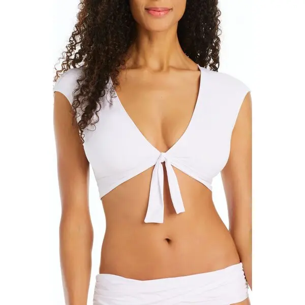 ROD BEATTIE Kore Tie Front Bikini Top - White