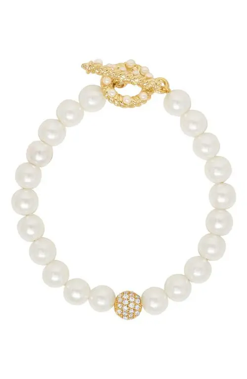 Ettika Pearl And Cubic Zirconia Bracelet - Gold