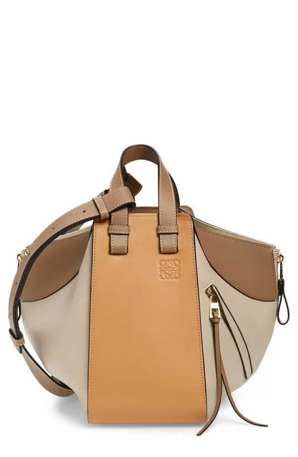 Loewe Small Hammock Colorblock Leather Hobobeige