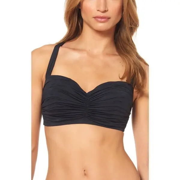 BLEU BY ROD BEATTIE Kore Shirred Bandeau Bikini Top - Black