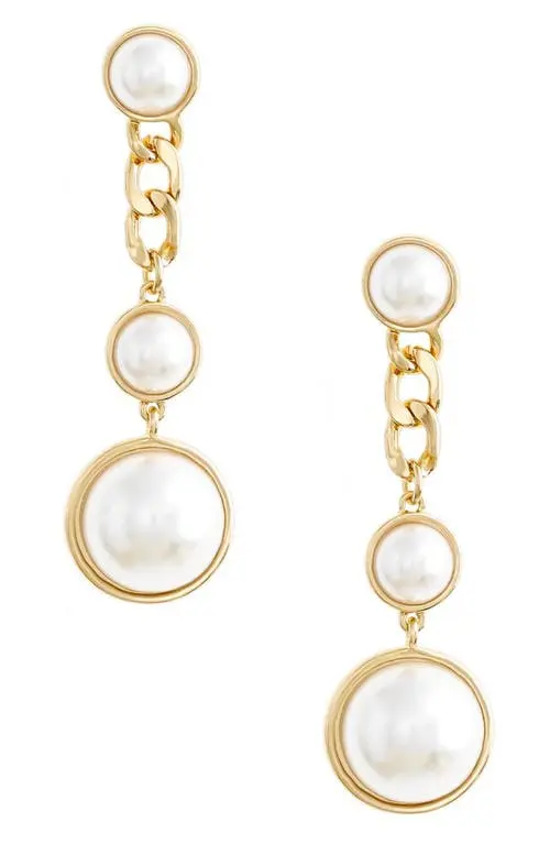 Ettika Imitation Pearl Drop Earrings - Gold