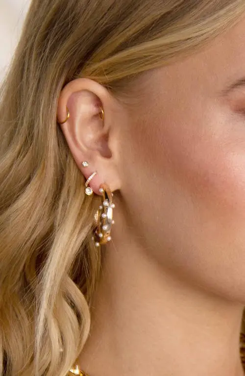 Ettika Imitation Pearl Hoop Earrings
