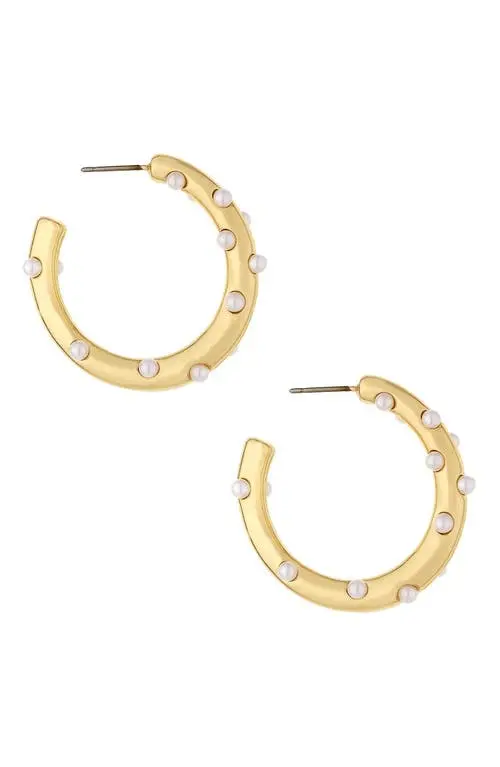 Ettika Imitation Pearl Hoop Earrings
