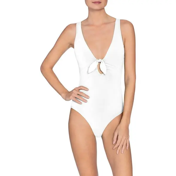 Robin Piccone Ava Plunge Underwire One-piece Swimsuit - White