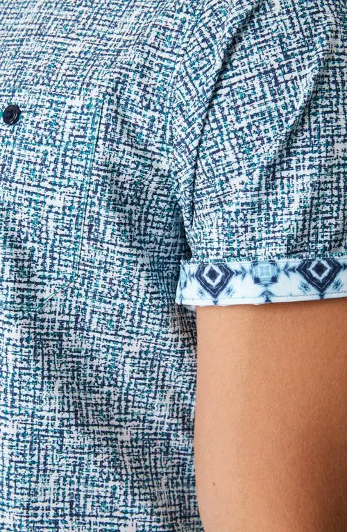 7 Diamonds Fascination Street Short Sleeve Stretch Button-up Shirt