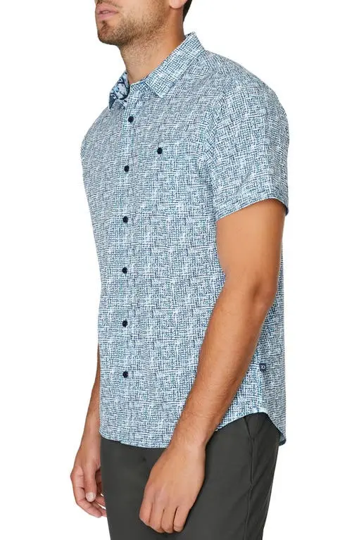 7 Diamonds Fascination Street Short Sleeve Stretch Button-up Shirt