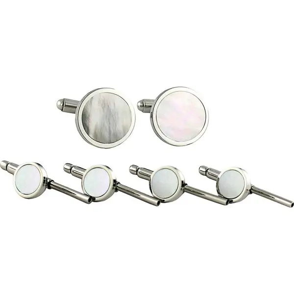 David Donahue Cuff Link & Stud Set - Silver M.o.p Stud Set