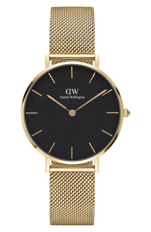 DANIEL WELLINGTON Petite Evergold Mesh Strap Watch - Gold/black