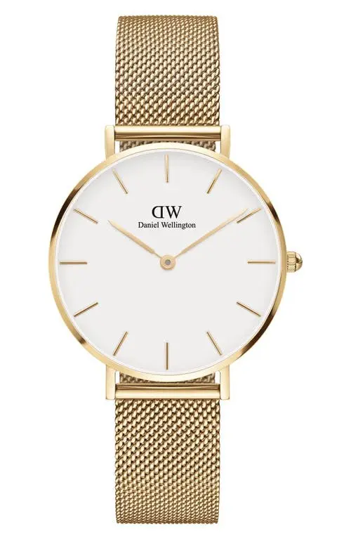 DANIEL WELLINGTON Petite Evergold Mesh Strap Watch - Gold/eggshell