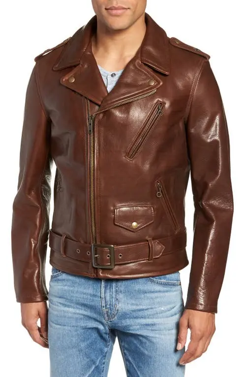 SCHOTT 50s Cowhide Leather Moto Jacket - Brown