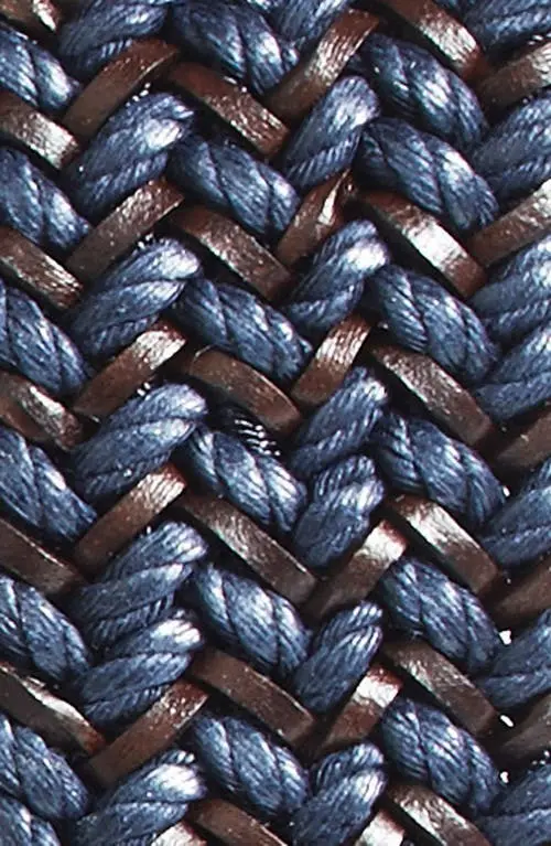 Torino Braided Woven Leather Belt - Navy/brown
