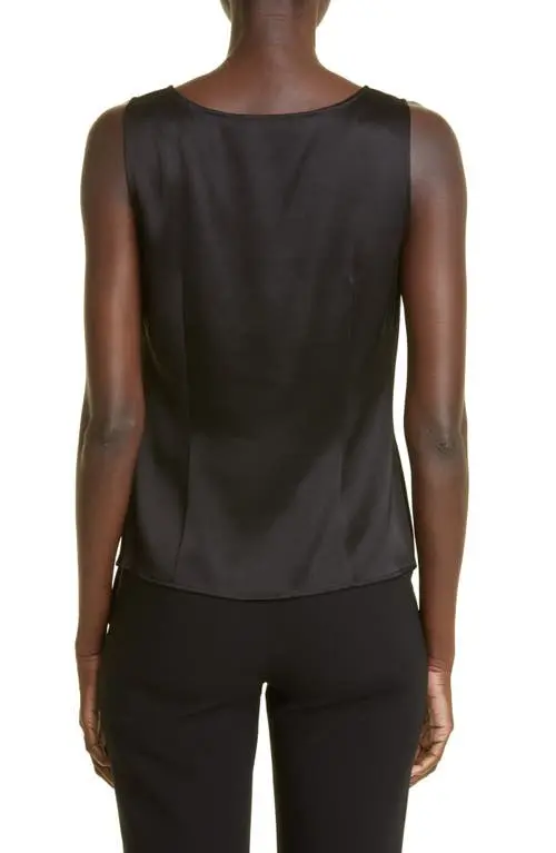 St. John Collection Liquid Satin Round Neck Shell - Cavr Caviar