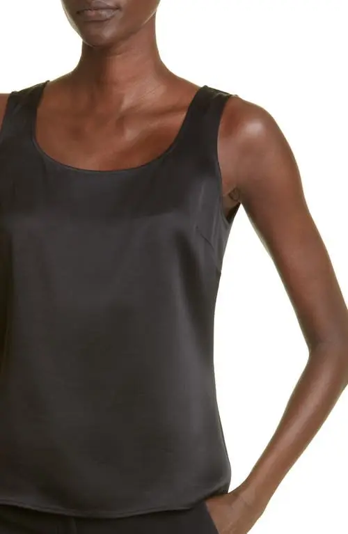 St. John Collection Liquid Satin Round Neck Shell - Cavr Caviar