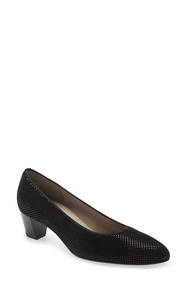 ARA Kelly Pump - Black Punti Suede