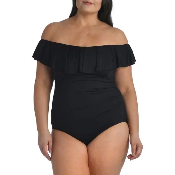 La Blanca Off-the-shoulder One-piece Swimsuit - Black