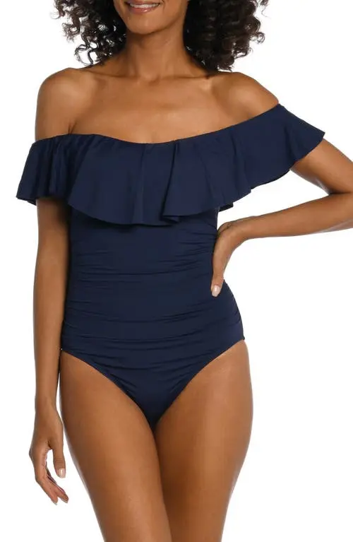 La Blanca Off-the-shoulder One-piece Swimsuit - Indigo