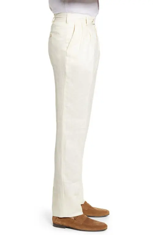 Berle Pleat Front Linen Pants - Cream