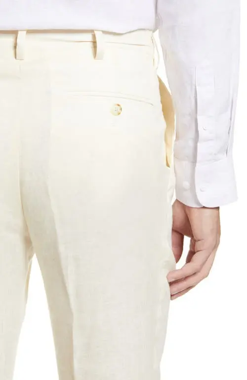 Berle Pleat Front Linen Pants - Cream