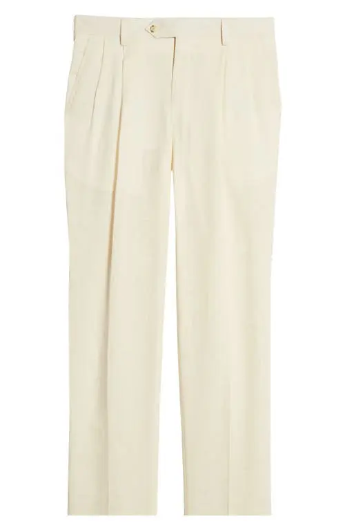 Berle Pleat Front Linen Pants - Cream
