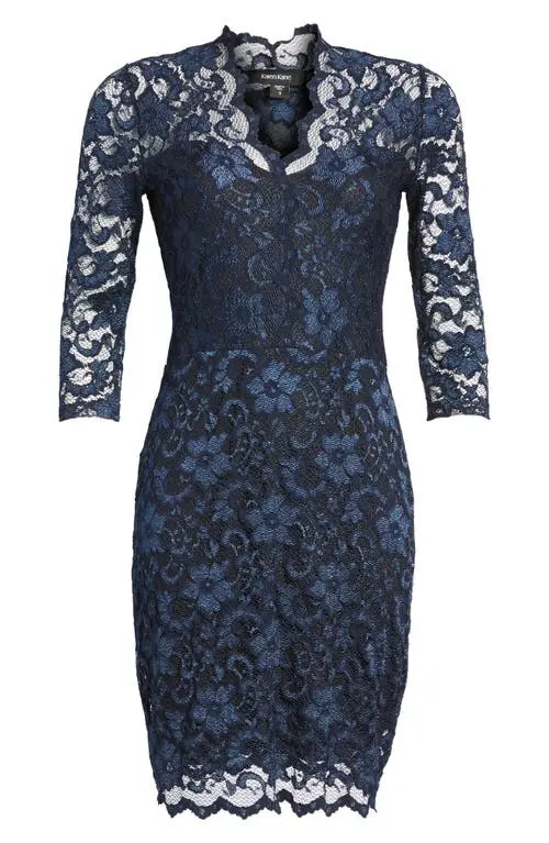 chinese dress ladies Karen Kane Women's Scalloped Lace Cocktail Dress - Blue