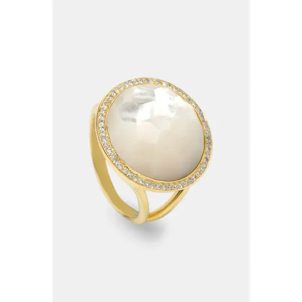 Ippolita Rock Candy Lollipop 18k Gold Diamond & Mother-of-pearl Ring - Yellow Gold/mother Of Pearl