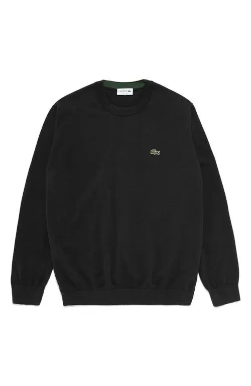 Lacoste Cotton Jersey Crewneck Sweater - 031 Black