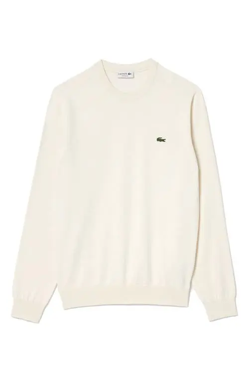Lacoste Cotton Jersey Crewneck Sweater - Flour