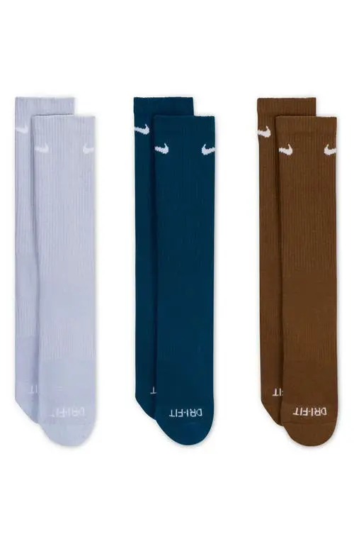 Nike Everyday Plus Cushion Crew Training Socks 3 Pack - Blue/brown Multi