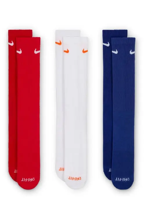 Nike Everyday Plus Cushion Crew Training Socks 3 Pack - Red/white/blue