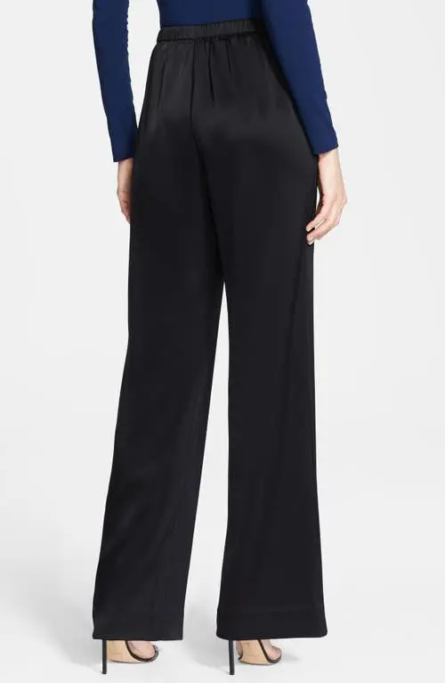 St. John Collection Kate Liquid Satin Pants - Cavr Caviar