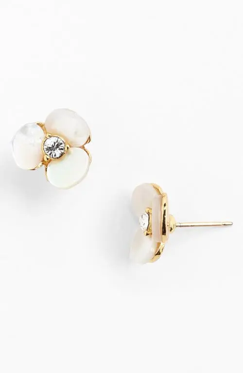 Kate Spade New York Disco Pansy Stud Earrings - Cream/ Clear/ Gold